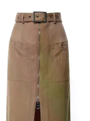 DONDUP Belted Zip-up Long Skirt