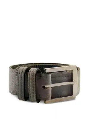 Kiton Suede Belt With Silver-tone Buckle - Grey