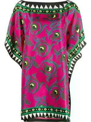 La DoubleJ Floral Print Silk Mini Dress - Pink