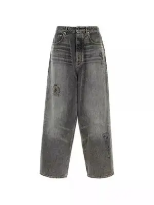 Balenciaga Embroidered Whiskered Jeans - Grey
