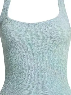 Hunza G Crinkle-effect Square-neck Swimsuit - Blue