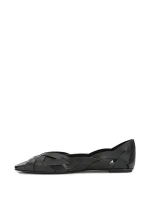 DEL CARLO Woven Leather Ballet Flats - Black