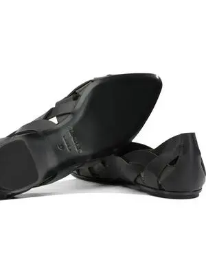 DEL CARLO Woven Leather Ballet Flats - Black