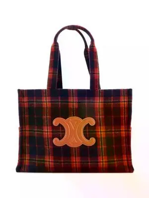 Celine Cabas Thais Tartan Wool Large Tote Bag