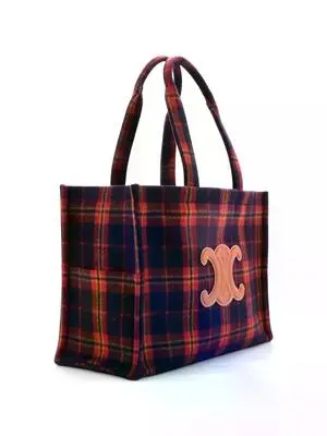 Celine Cabas Thais Tartan Wool Large Tote Bag