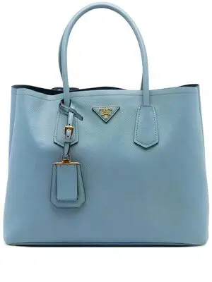 Prada Saffiano Cuir Double Satchel - Blue