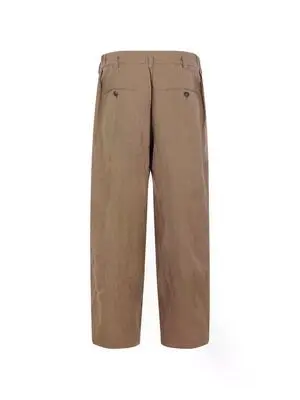 ZIGGY CHEN Beige Linen Pleated Trousers