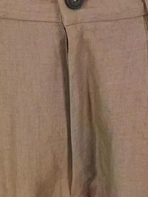 ZIGGY CHEN Beige Linen Pleated Trousers