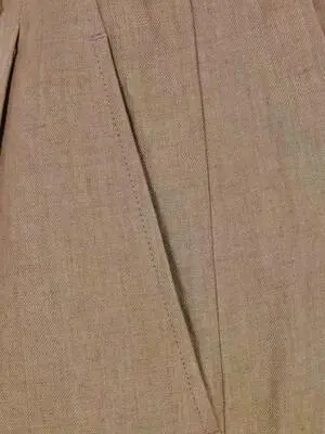 ZIGGY CHEN Beige Linen Pleated Trousers