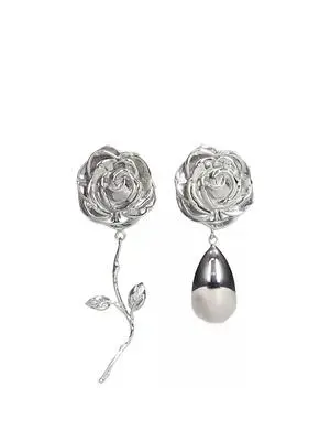 Magda Butrym Asymmetric Rose-pendant Earrings - Silver