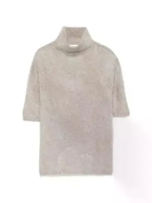 Soft Goat Short-sleeve Roll-neck Sweater - Grey