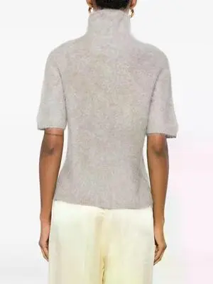 Soft Goat Short-sleeve Roll-neck Sweater - Grey