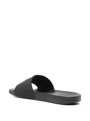 Calvin Klein Detail Open Toe Flat Sole Slides - Black