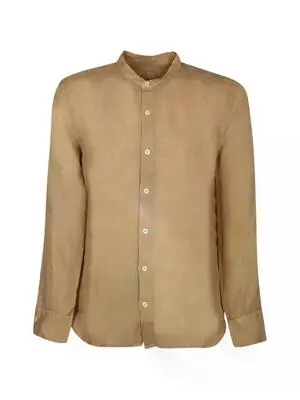 120% Lino Mandarin-collar Long-sleeve Shirt