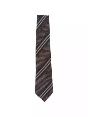Tagliatore Diagonal Stripe Waffle-knit Tie - Blue