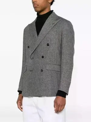 Tagliatore Herringbone Double-breasted Blazer - Black