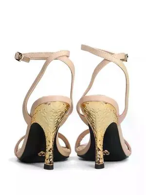 GOLD & ROUGE Hammered-effect Stiletto Sandals