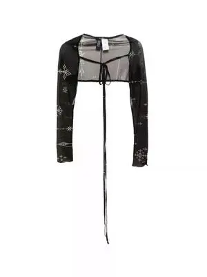 LIMI FEU Graphic Print Crop Top - Black