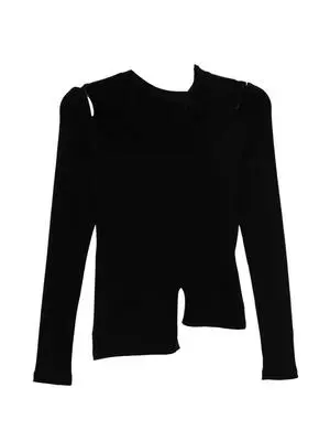 LIMI FEU Asymmetric Neck Long Sleeve T-shirt - Black