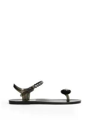 Menghi Crystal-embellished Thong Sandals - Black