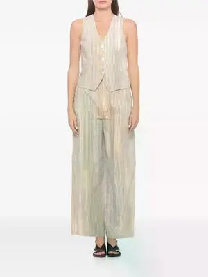 120% Lino Vertical Stripe V-neck Waistcoat