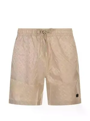 BOSS Monogram Print Drawstring Swim Shorts - Neutrals