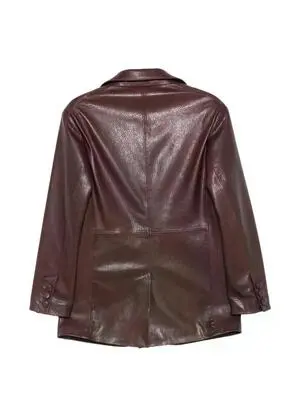 MANOKHI Burgundy Textured Leather Single-breasted Jacket