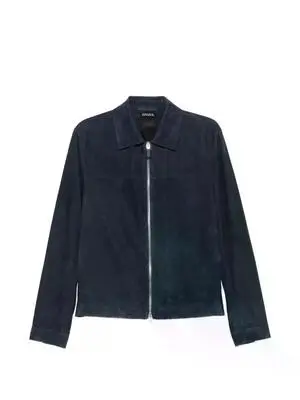 Zegna Suede Zip-up Jacket - Blue