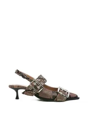 GANNI Snake-effect Mules