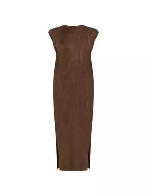 Issey Miyake Solid Pleated Midi Dress