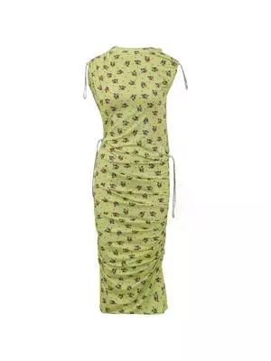 Coperni Floral Ruched Dress - Green