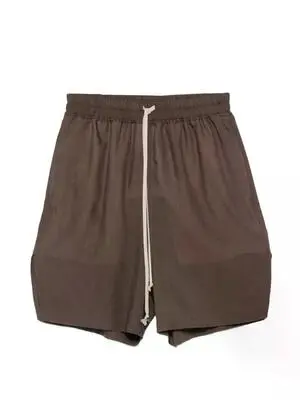 Rick Owens Dark Drawstring Side-slit Shorts - Brown