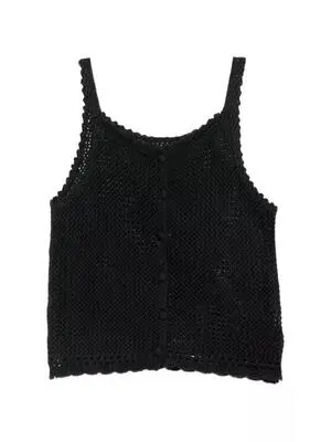 DUNST Crochet Knit Top With Button Embellishment