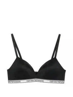 Emporio Armani Logo-tape Triangle Bra - Black