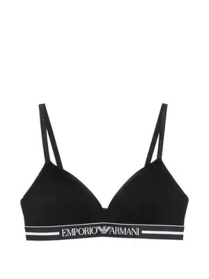 Emporio Armani Logo-tape Triangle Bra - Black