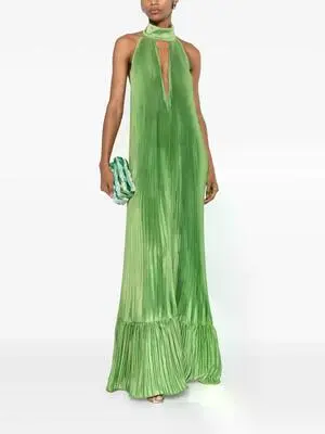 L'IDEE Libertie Pleated Halterneck Maxi Dress