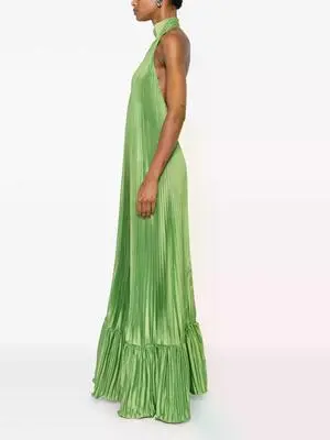 L'IDEE Libertie Pleated Halterneck Maxi Dress