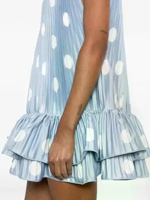 L'IDEE Soleil Polka-dot Pleated Mini Dress