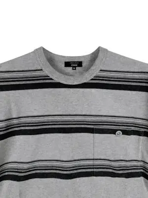 Comme Des Garçons Striped-print Chest-pocket T-shirt - Grey