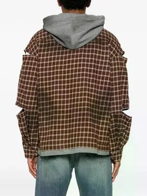 MADFRENZY Check-pattern Hooded Shirt