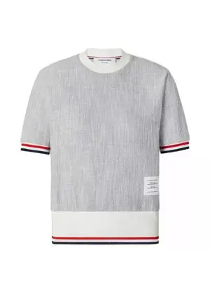 Thom Browne Cotton-tweed Rwb-stripe T-shirt