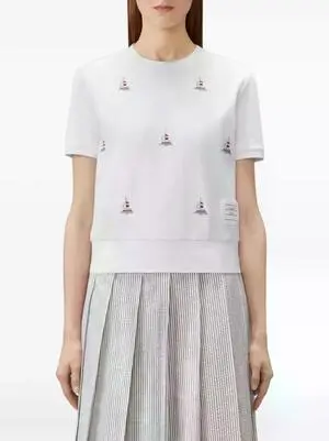 Thom Browne Milano T-shirt With Sailboat Embroidery - White