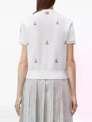 Thom Browne Milano T-shirt With Sailboat Embroidery - White