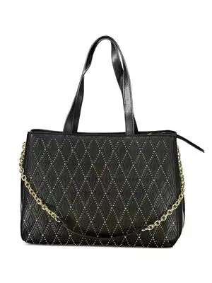 MARIO VALENTINO Diamond Pattern Studded Tote Bag - Black