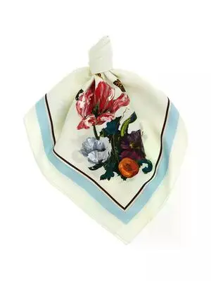 MAISON MARGIELA Floral-print Silk Scarf - White