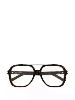 Saint Laurent Tortoiseshell-effect Double-bridge Glasses - Brown