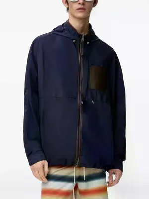 Loewe X Paula's Ibiza Hooded Coat With Leather Trims - Blue
