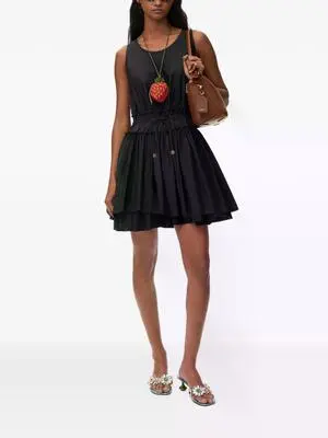 Loewe Logo Embroidery Drawstring Mini Dress - Black