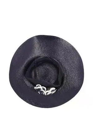 Vintage Floral Appliqué Wide Brim Hat