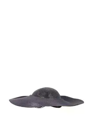 Vintage Floral Appliqué Wide Brim Hat